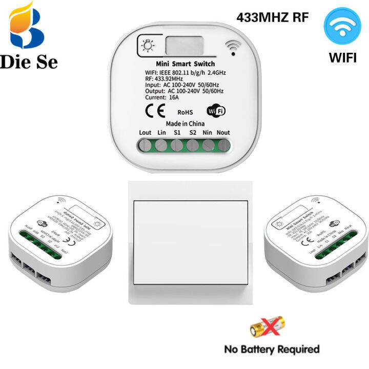 WiFi RF Light Switch 16A 220V Interruptor and 433mhz Kinetic Self ...