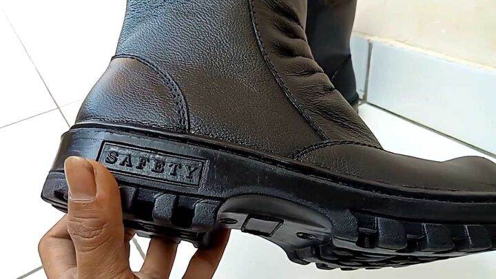 Sepatu pria safety kulit sapi aslii boots sleting samping full kulit ...