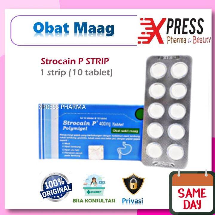 ⚡XPRESS⚡ Strocain STRIP isi 10 Tablet Obat Asam Lambung Mual Kembung ...