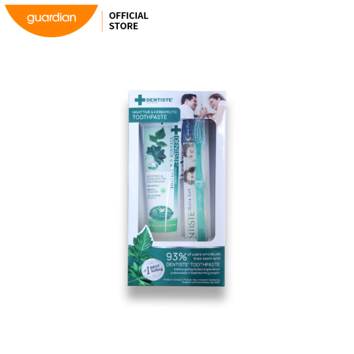 Dentiste Plus White Nighttime Herbapeutic Toothpaste 100g + Toothbrush ...