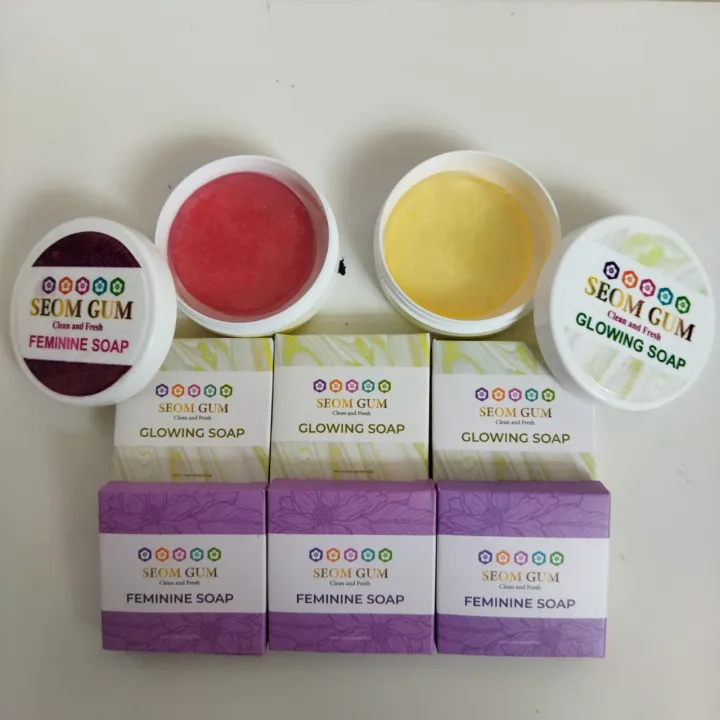 Paket 3 Pcs Varian Sabun Seom Gum Feminine Glowing Tempat Sabun Seom Gum Feminine