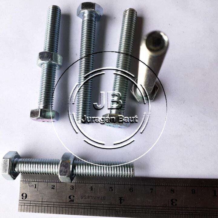 BAUT MUR PUTIH M8 X 60 PANJANG 6CM 6 CM BMP M8X60 M8X60 PUTIH BMP M8 X 60 KUNCI 13 DIAMETER BODY ...