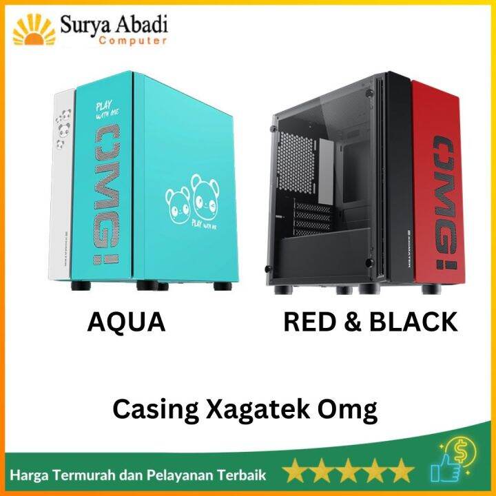 Casing Xagatex OMG | Casing Xigmatek - Black Red & Aqua | Lazada Indonesia