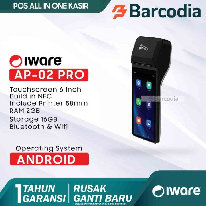 Mobile POS Android mesin kasir portable Iware AP-02 PRO 2GB+16GB NFC | Lazada Indonesia