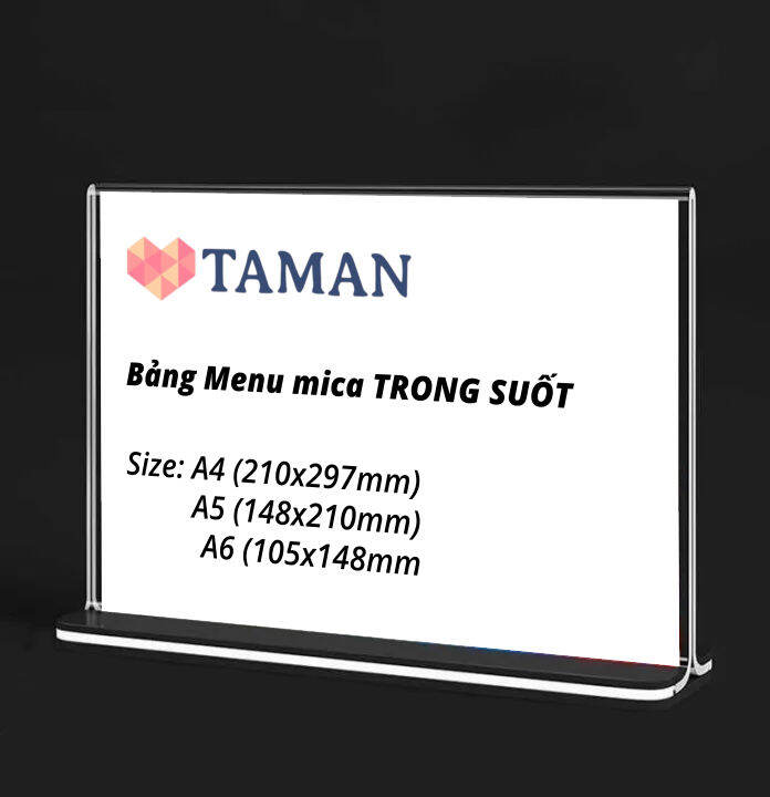 Menu Mica Standee Tentcard Quét QR Quảng Cáo Để Bàn A4 - NGANG ĐẾ ĐEN ...