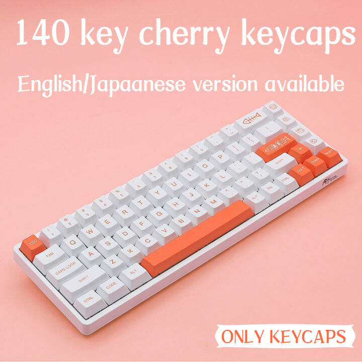 MG Salmon Japanes Keycaps 140 Keys Cherry Profile PBT Keycap Dye Sub ...