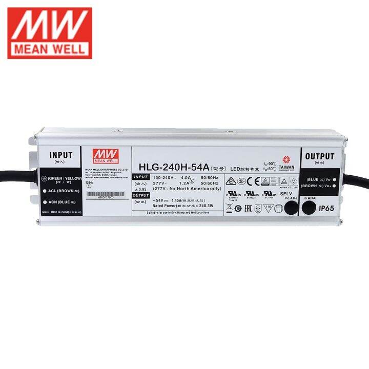 MEAN WELL LED Power Supply HLG-240H-54A 54V Adjustable LED driver 110V/220V AC to 54V DC 4.45A ...