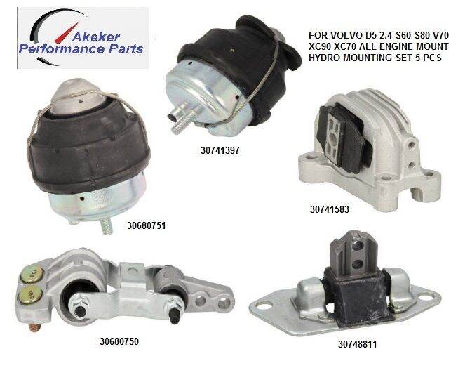 FOR VOLVO D5 2.4 S60 S80 V70 XC90 XC70 ALL ENGINE MOUNT HYDRO SET 5 PCS ...
