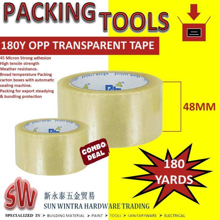 COMBO 2X 48MM X 180YARD OPP TRANSPARENT TAPE 45MICRON | Lazada