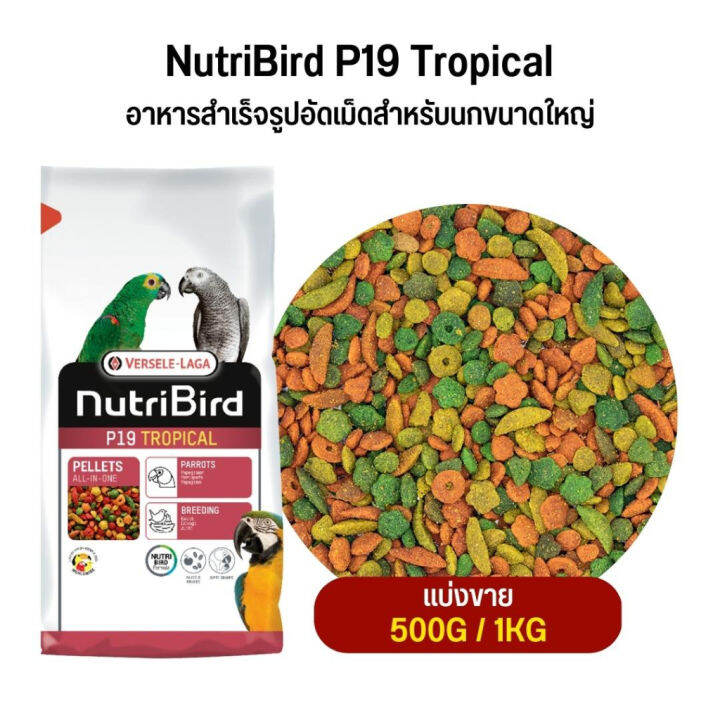 NutriBird P19 Tropical อาหารสำเร็จรูปอัดเม็ดสำหรับนกขนาดใหญ่ (แบ่งขาย ...
