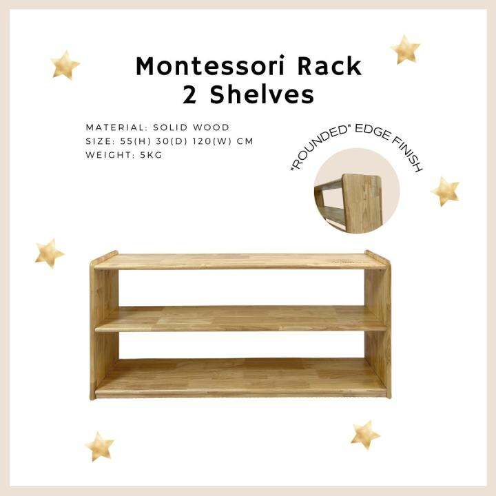 ชั้นวางของเล่น ไม้จริง มอนเตสซอรี่ 2 ชั้น Montessori Shelf/Rack 2-Tier ...