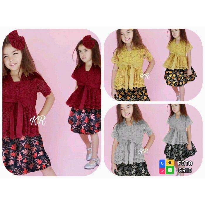 Set Kebaya Anak Perempuan Pakaian Tradisional Rok Batik Lucu Imut ...