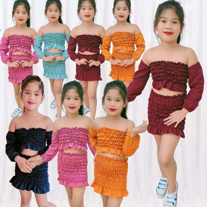 KIKZ / YEZKA FIT 5-8Y/O KIDS SMOCKING TERNO CROPTOP AND SMOCKING CUTE ...
