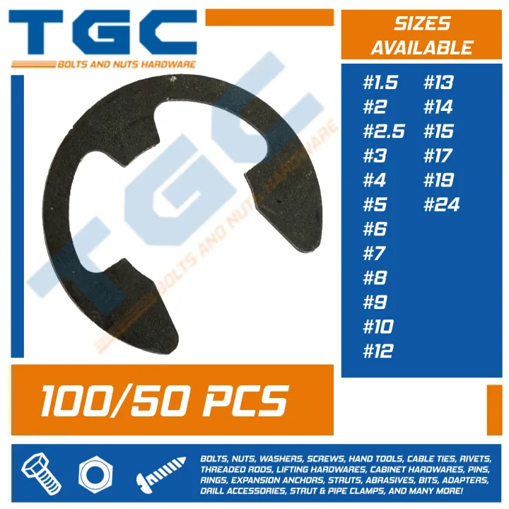 100/50PCS E Ring 1.5 up to 24 mm Black ETW Circlip Retaining Ring TGC E ...