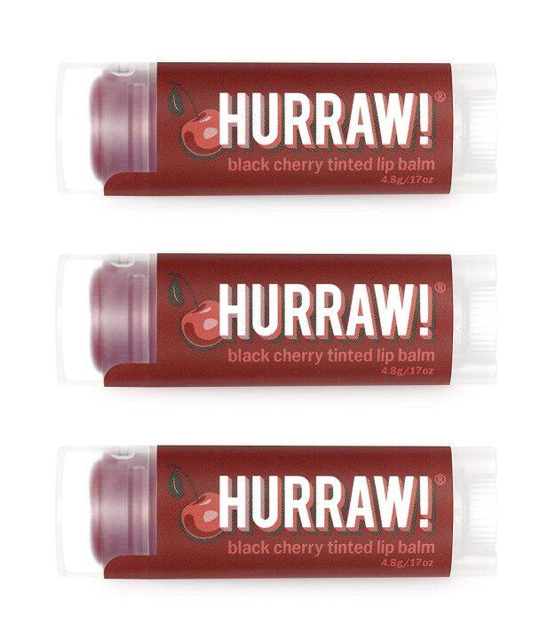 Hurraw! Black Cherry Tinted Lip Balm, 3 Pack: Organic, Certified Vegan ...