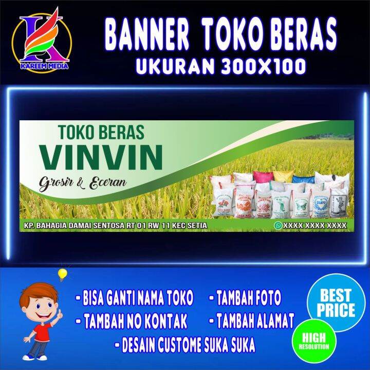 Spanduk Banner Backdrop Toko Beras/ Banner Toko Beras Custome Ukuran ...
