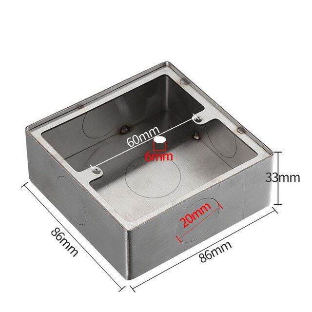 Type 86 Stainless Steel Socket Panel Button Box Surface Mount Universal ...