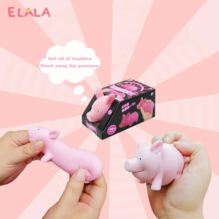 【ELALA】Pink Pig Toy Stretch Pinch Restore Safe Decompression Toy Pinch Pig Decompression Stretch ...