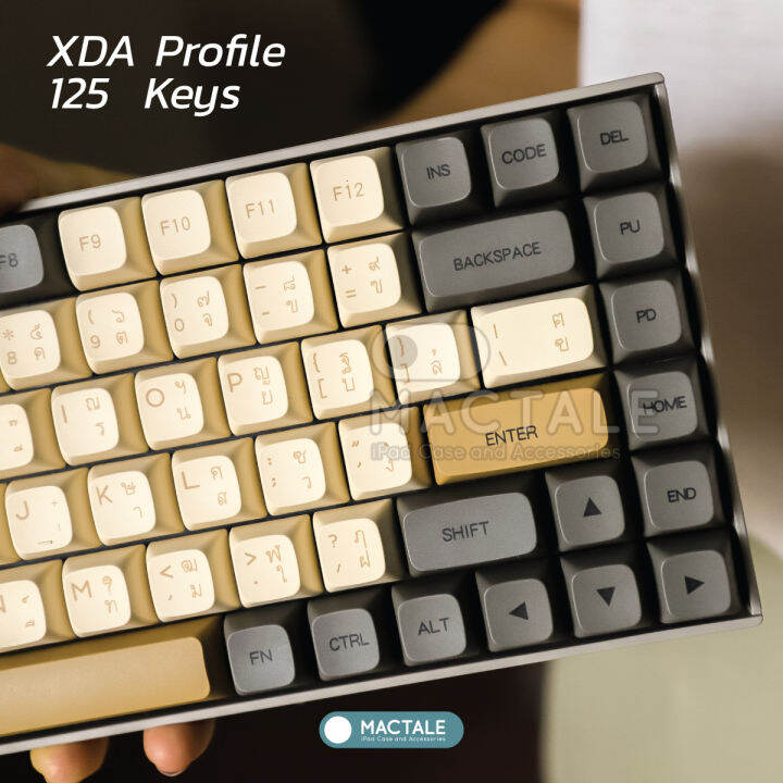 Mactale Caramel Keycaps Thai-Eng คีย์แคป ไทย - อังกฤษ Key XDA Profile PBT 125 คีย์ ปุ่มกด คารา ...