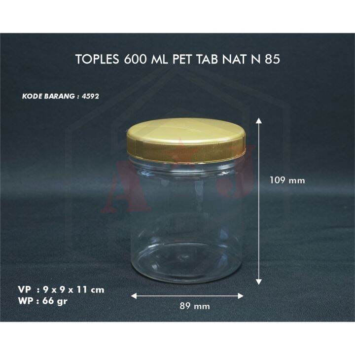 Toples Snack/Toples Tabung 600 ml Natural Tutup Plastik/Toples Makanan ...