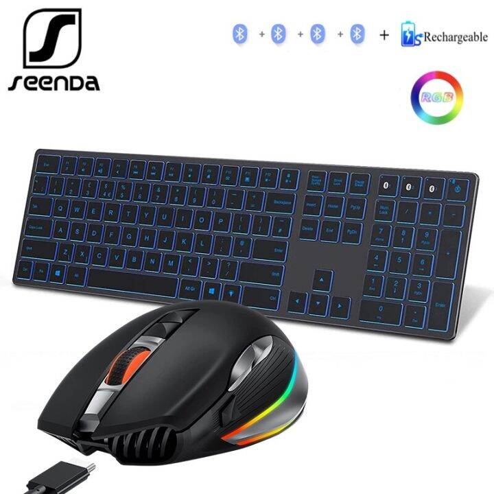 Seenda Rechargeable Keyboard And Mouse Backlit Gaming Keyboard Mouse Set Wireless Keyboard And