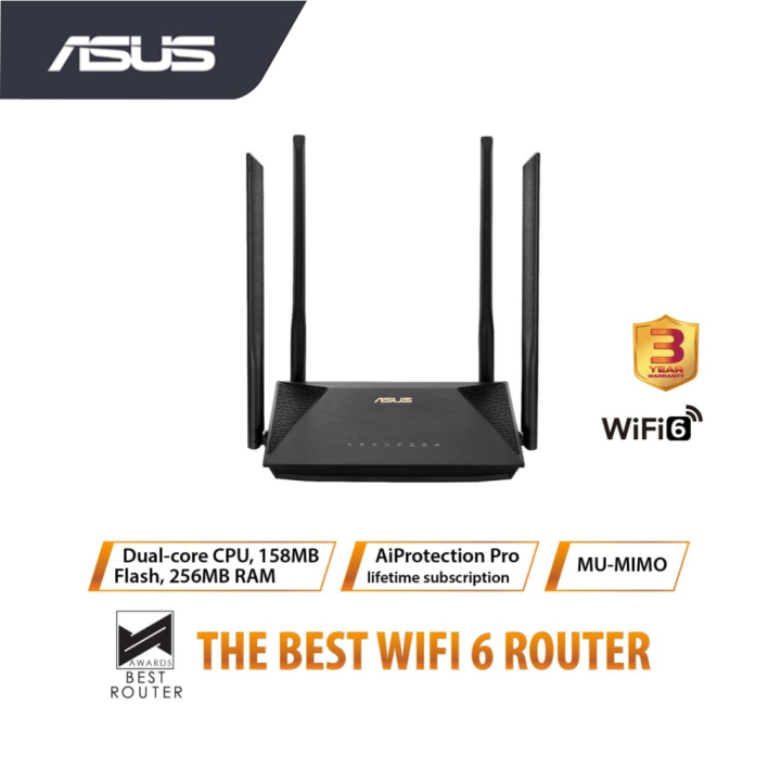 Asus RT-AX53U AX1800 Dual Band WiFi 6 (802.11ax) Router supporting MU ...
