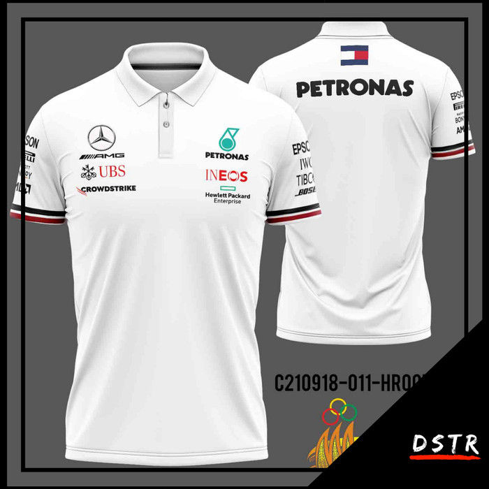 Kaos Jersey F1 Formula One Team Mercedes Putih 2021 Full Print - Dengan ...