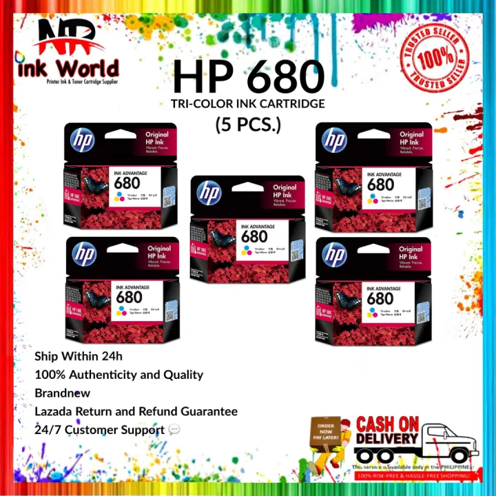 HP 680 Tri-color Original Ink Advantage Cartridge (5 PCS.) (F6V26AA ...