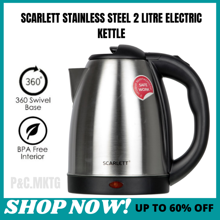 SUPER SALE!! Scarlett Stainless Steel 2 Liter Electric Kettle 1800 W ...