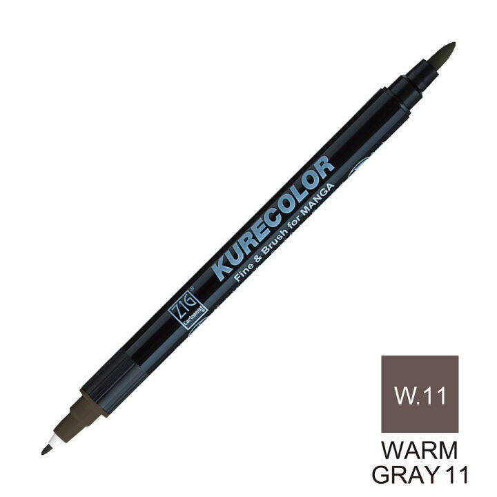 Kuretake ZIG Cartoonist Kurecolor Fine & Brush for Manga W.11 Warm Gray ...