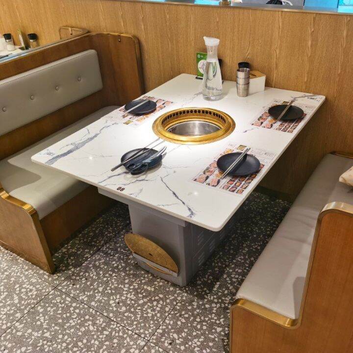 Self-service Korean barbecue table marble barbecue integrated hot pot ...