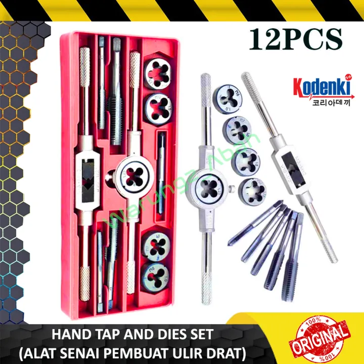 ALAT GAGANG STANG SETANG HAND TAP AND DIES SET TAP SENAI SNAI PEMBUAT LUBANG DRAT ULIR MUR BAUT ...