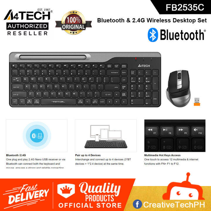 A4tech Mouse And Keyboard Fb2535c Bluetooth And 2 4g Wireless Desktop Set Lazada Ph