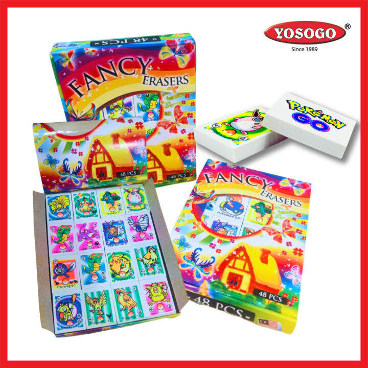 Fancy Eraser 48 pcs 1 box Pokemon Go Eraser Cartoon Eraser Student ...