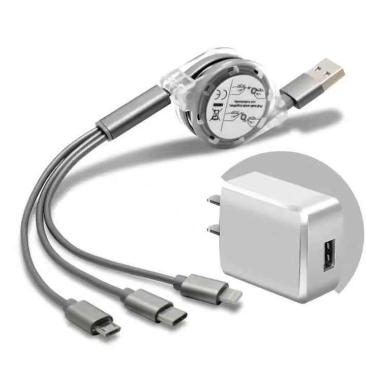Universal Retractable Charging cable 3 in 1 Multi Mobile Phone Cable ...