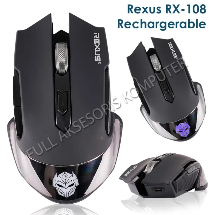 Rexus RX-108 Mouse Gaming Wireless Rechargerable - Hitam | Lazada Indonesia