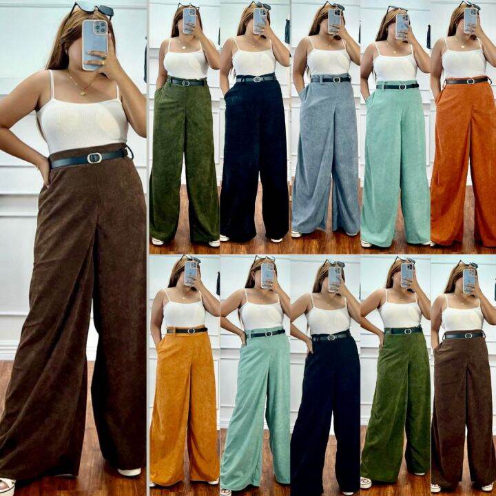 Taytay.PH CORDUROY WIDE LEG PANTS PLUS SIZES XL-4XL | Lazada PH