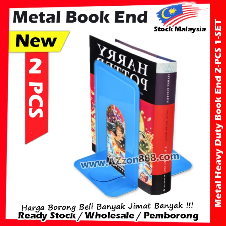 【2-Pcs】Classic Metallic Metal Book Stand / Book End / Pembatas Buku ...