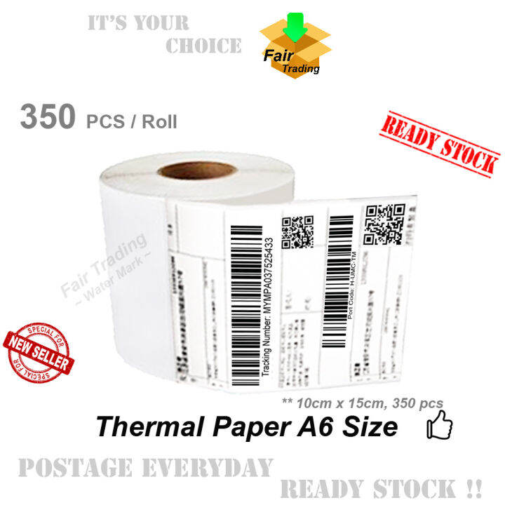 A6 100mm*150mm Thermal Paper Sticker Shipping Label Airway Bill Roll ...