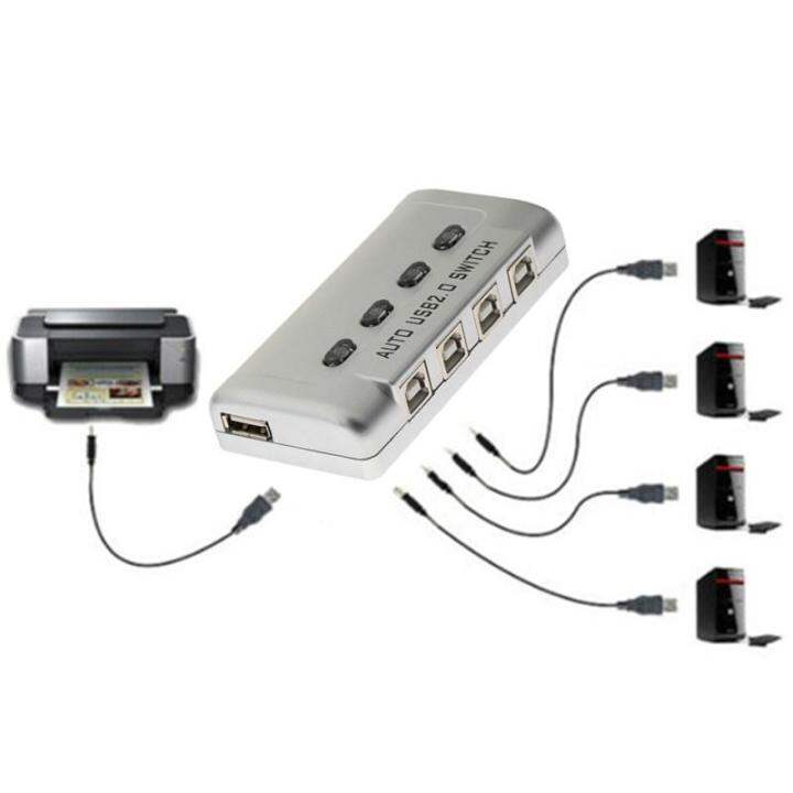 4 Port USB Auto Sharing Switch Peripheral Switcher Hub for Scanner ...