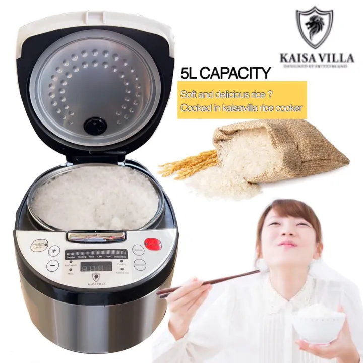 ORIGINAL KAISA VILLA 5L DIGITAL RICE COOKER MULTI FUNCTIONAL HOUSEHOLD COOKER UPTO 2-9 PAX WITH ...