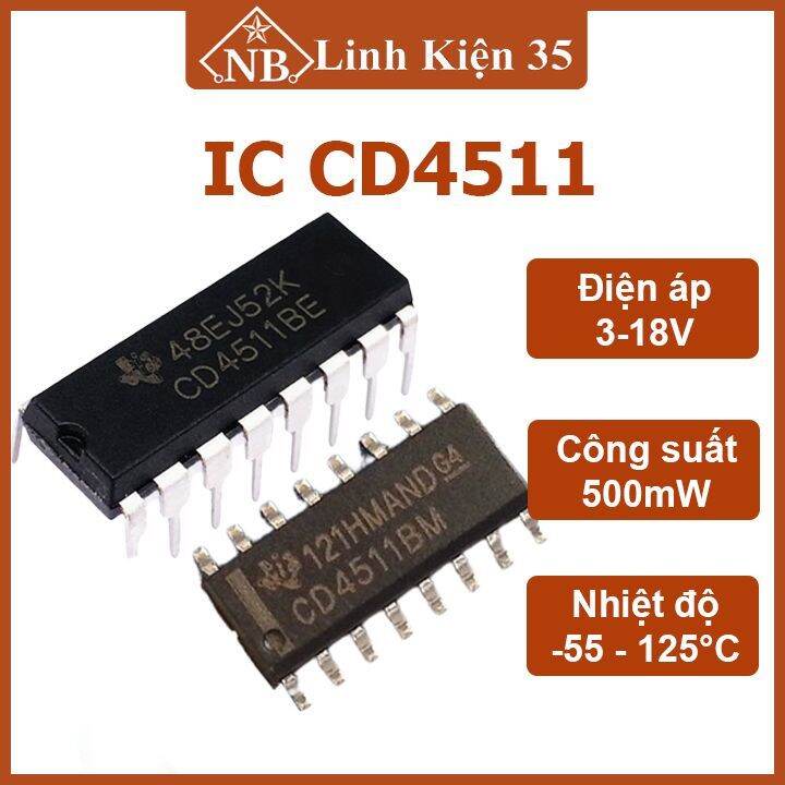 IC CD4511 SOP16 / DIP16 - bộ giải mã số BCD hiển thị trên led 7 đoạn | Lazada.vn