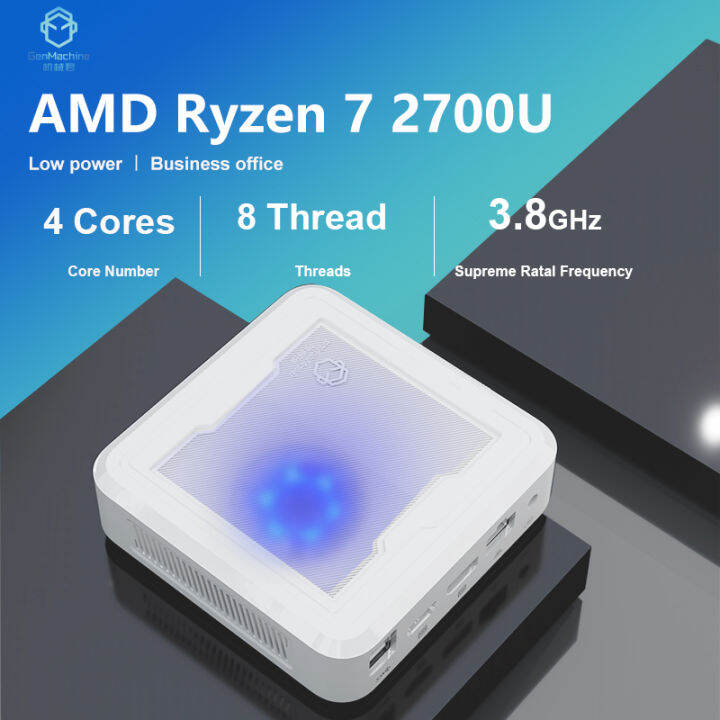 GenMachine Mini PC Mini Desktop office computer AMD Ryzen 7 2700U CPU Windows 10/11 Ren2000 ...