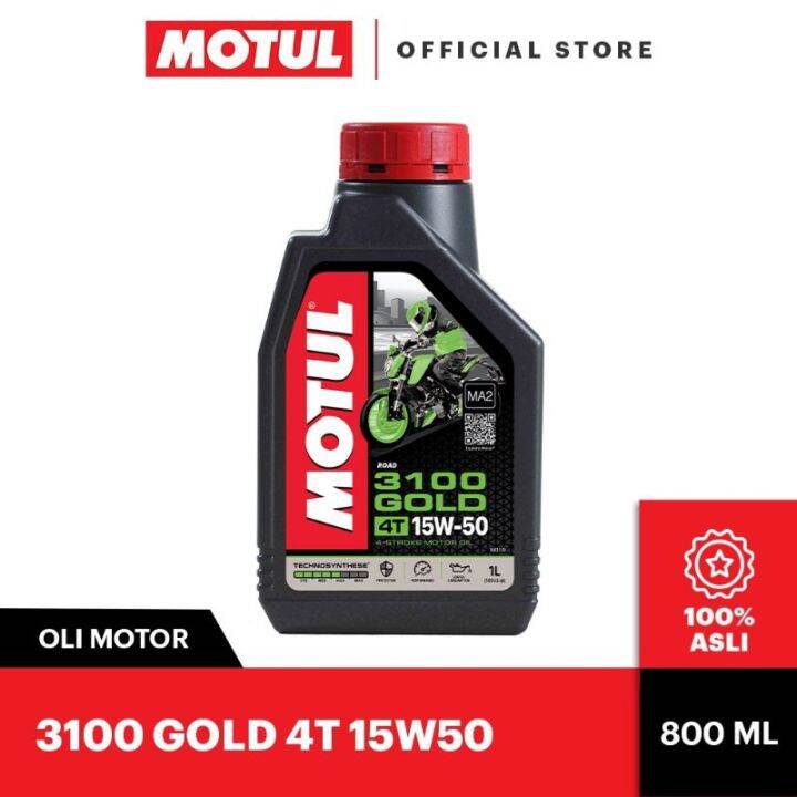 MOTUL 3100 GOLD TECHNOSYNTHESE 15W-50 JASO MA2 800ml & 1 Liter Original Resmi 100% | Lazada ...