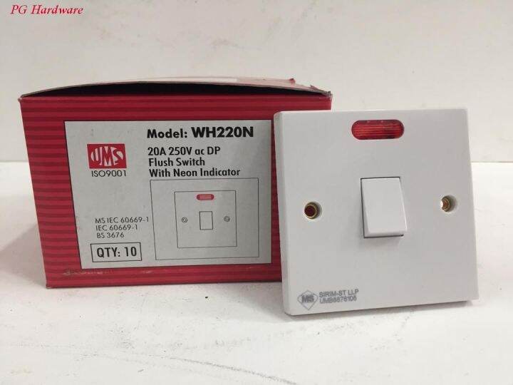 UMS WH220N Water Heater Switch with Neon 20A | Lazada