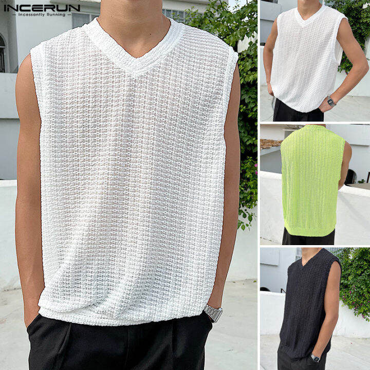 Beehoo INCERUN บุรุษแขนสั้นแฟชั่นเสื้อยืดลำลองถักธรรมดาอย่างเป็นทางการ ...