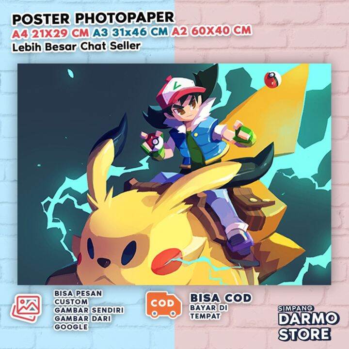 Poster Kartun Pokemon Pikacu Pika Terbaru Foster Hiasan Dinding Anak ...