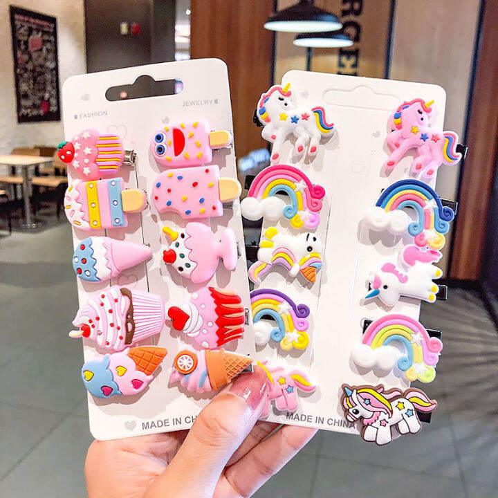 KIMIWU Set 10 In 1 Jepit Rambut Model Korea Anak Model Kartun Hairpin ...