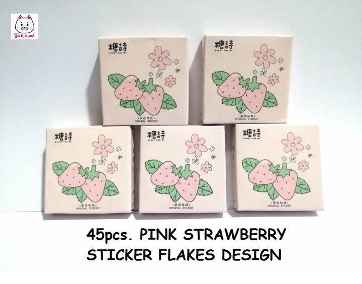 45pcs. KAWAII PINK STRAWBERRY STICKER FLAKES DESIGN | Lazada PH