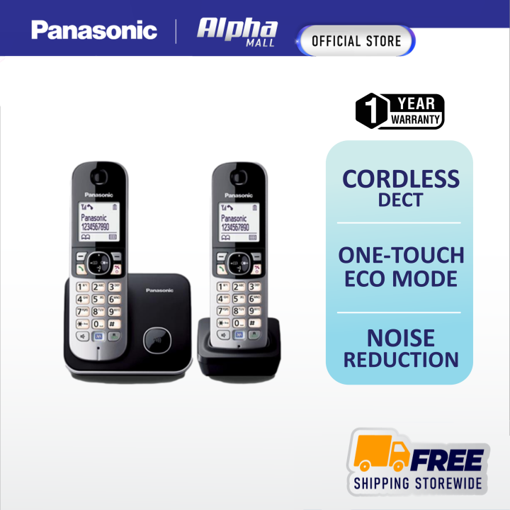PANASONIC TG6812 Twin Dect Phone Speaker Phone KX-TG6812MLB Hands Free Expandable Alarm Clock ...
